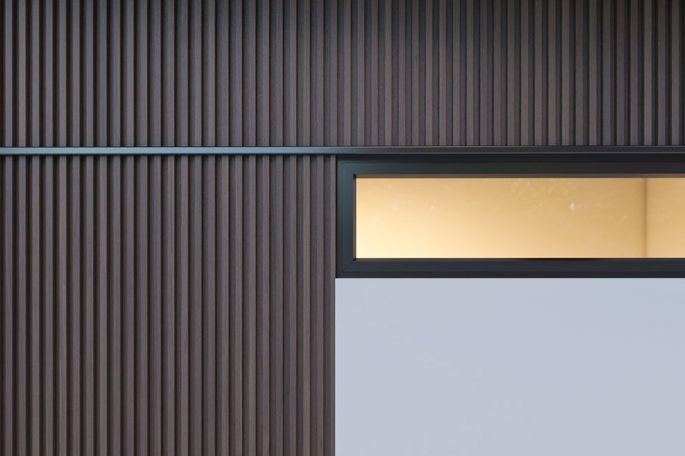 Narrow 5-Strip Redwood Composite Siding Panels - 1" Slats for Exterior ...