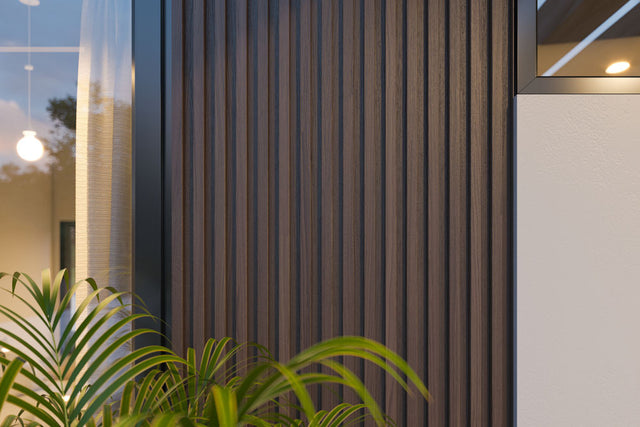 Narrow 5-Strip Redwood Composite Siding Panels - 1" Slats for Exterior ...
