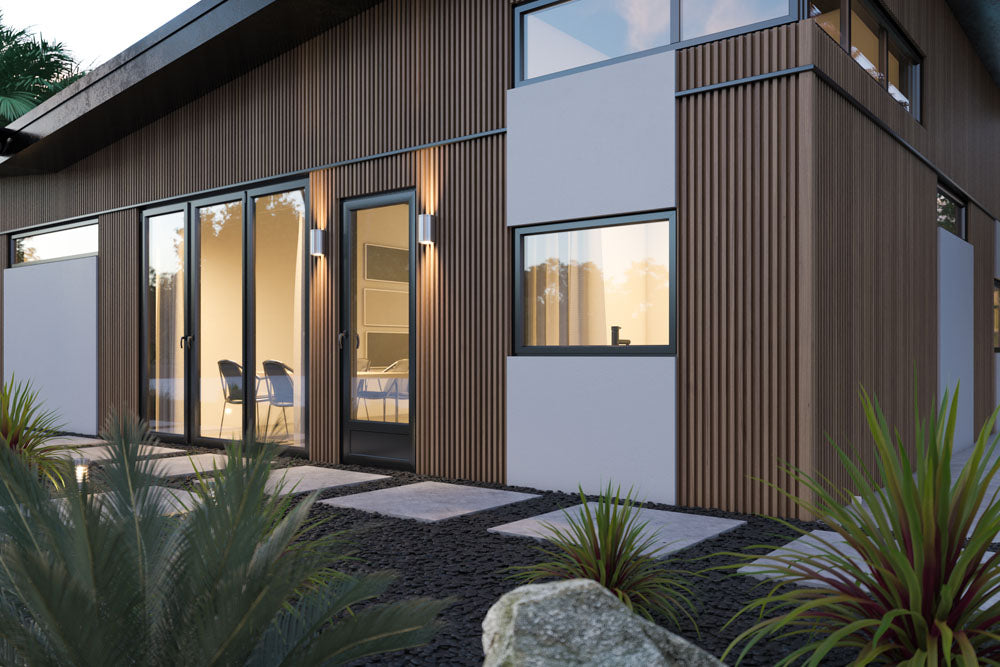 Narrow 5-Strip Maple Composite Siding Panels - 1" Slats for Exterior W ...