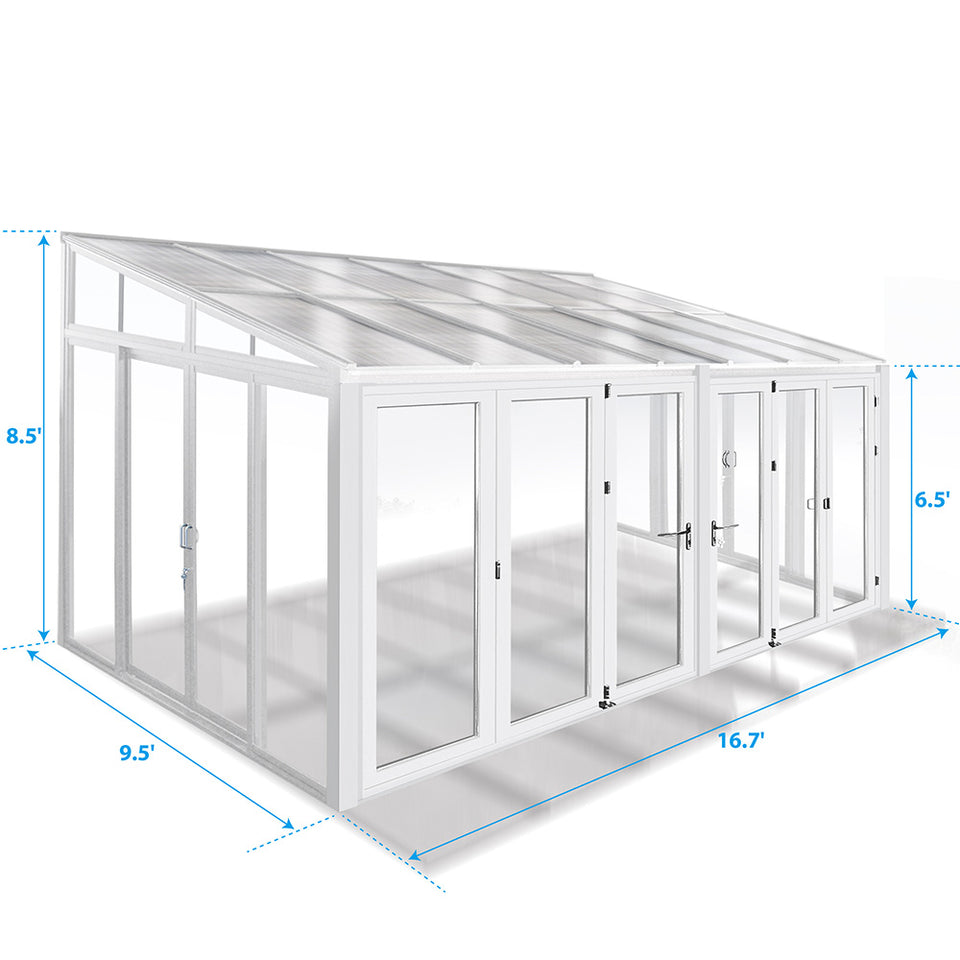 REAL Tempered Glass Sunroom With Bi-Fold Doors Greenhouse Patio Home A ...