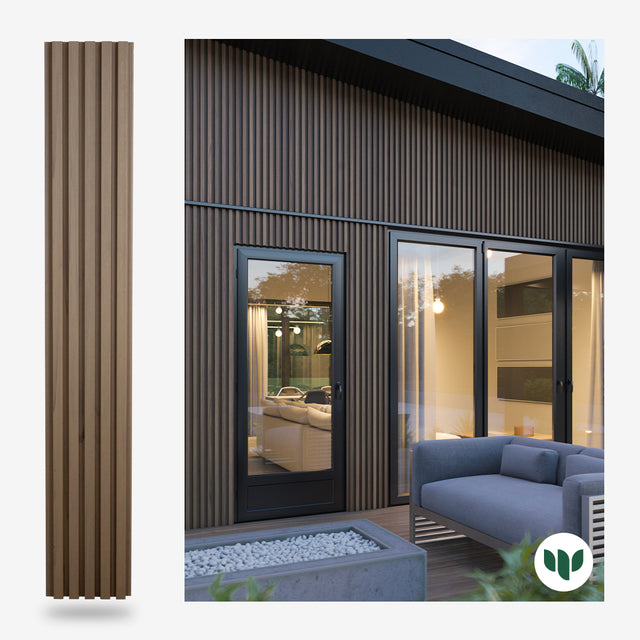Narrow 5-Strip Maple Composite Siding Panels - 1" Slats for Exterior W ...