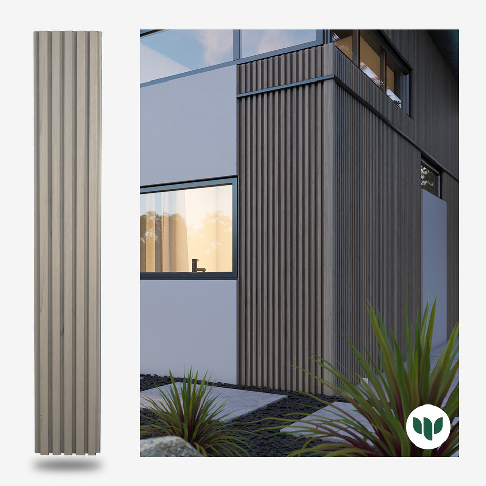 Narrow 5-Strip Pale Oak Composite Siding Panels - 1" Slats for Exterio ...