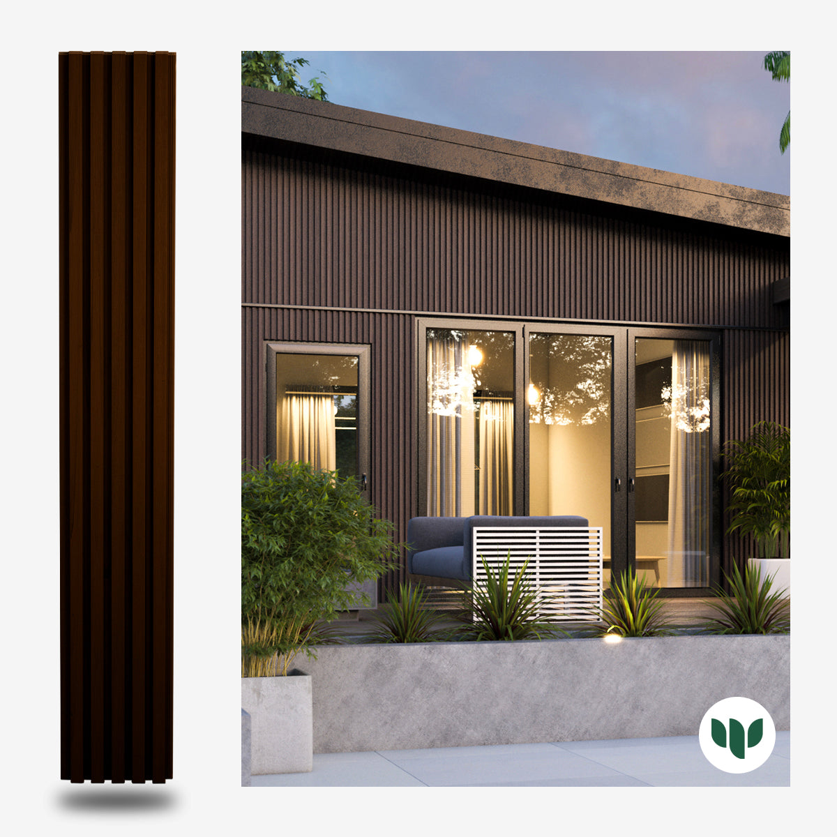 Narrow 5-Strip Redwood Composite Siding Panels - 1" Slats for Exterior ...