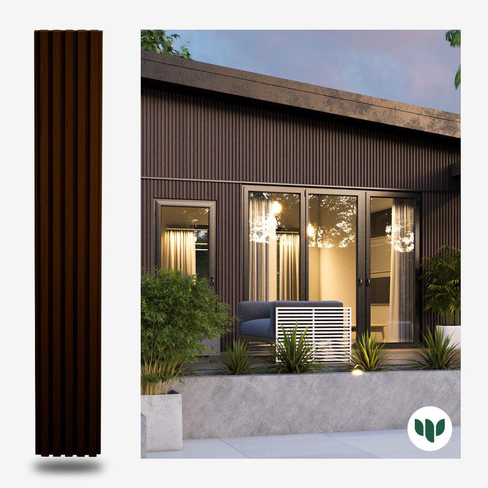 Narrow 5-Strip Redwood Composite Siding Panels - 1" Slats for Exterior ...