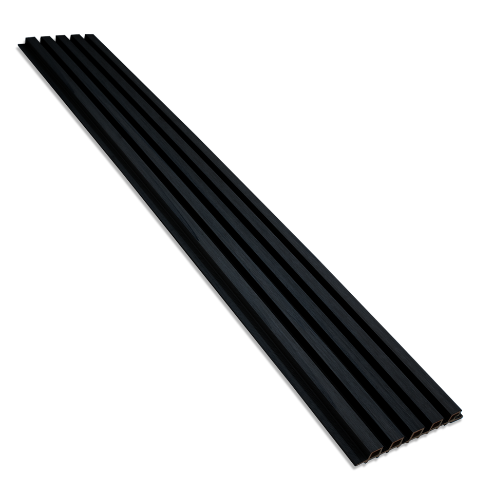 Narrow 5-Strip Black Composite Siding Panels - 1" Slats for Exterior W ...