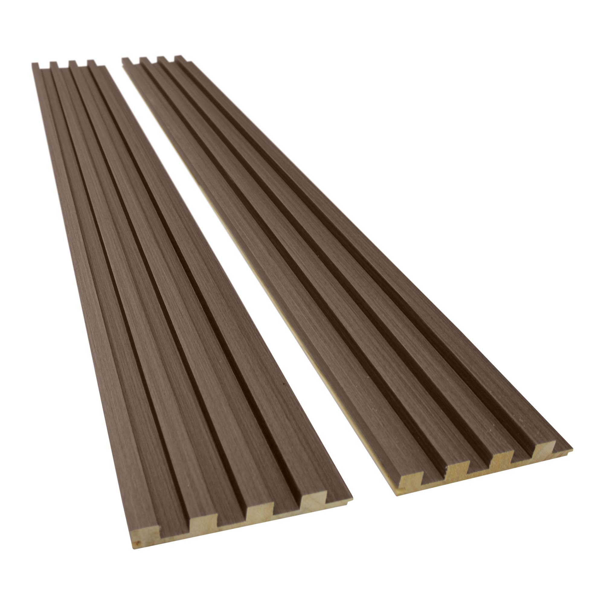 Mocha Brown Slat Wood Panels for Walls - Sleek (106" x 5 3/4") - Panel ...