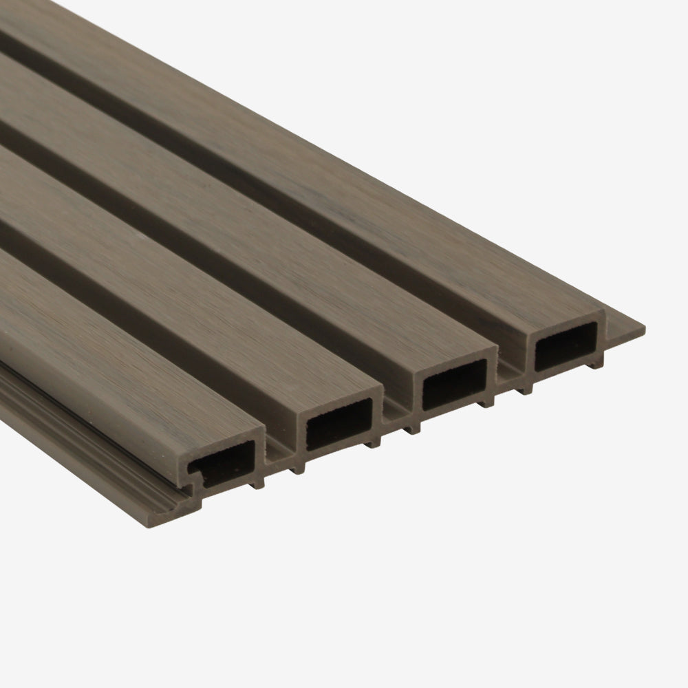 Wide 4-Strip Light Gray Oak Composite Siding Panels - 1.5" Slats for E ...