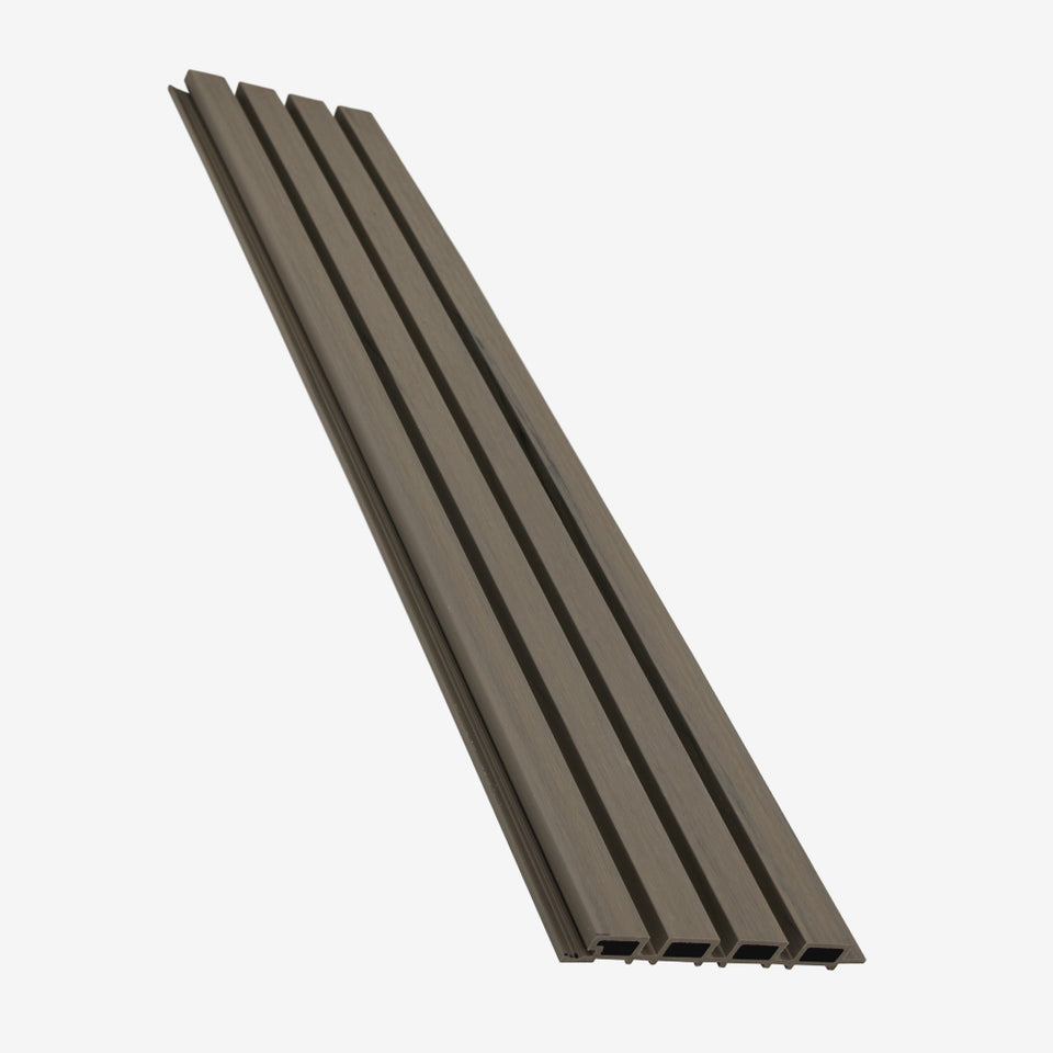 Wide 4-Strip Light Gray Oak Composite Siding Panels - 1.5" Slats for E ...