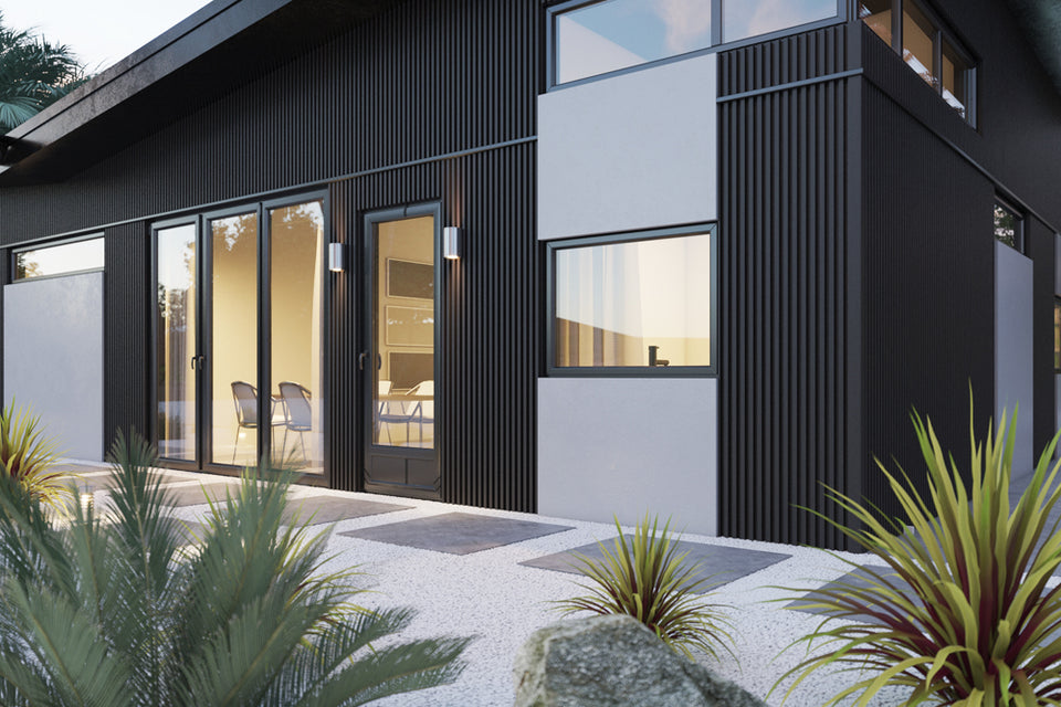 Narrow 5-Strip Black Composite Siding Panels - 1" Slats for Exterior W ...