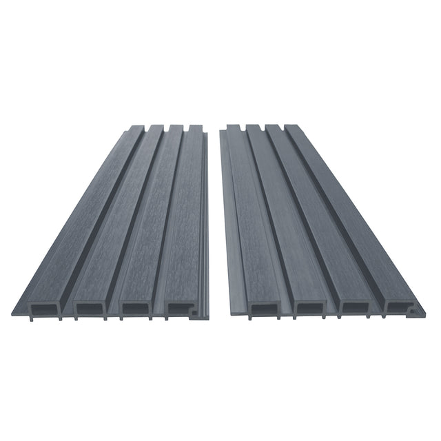 Wide 4-Strip Gray Composite Siding Panels - 1.5" Slats for Exterior Wa ...