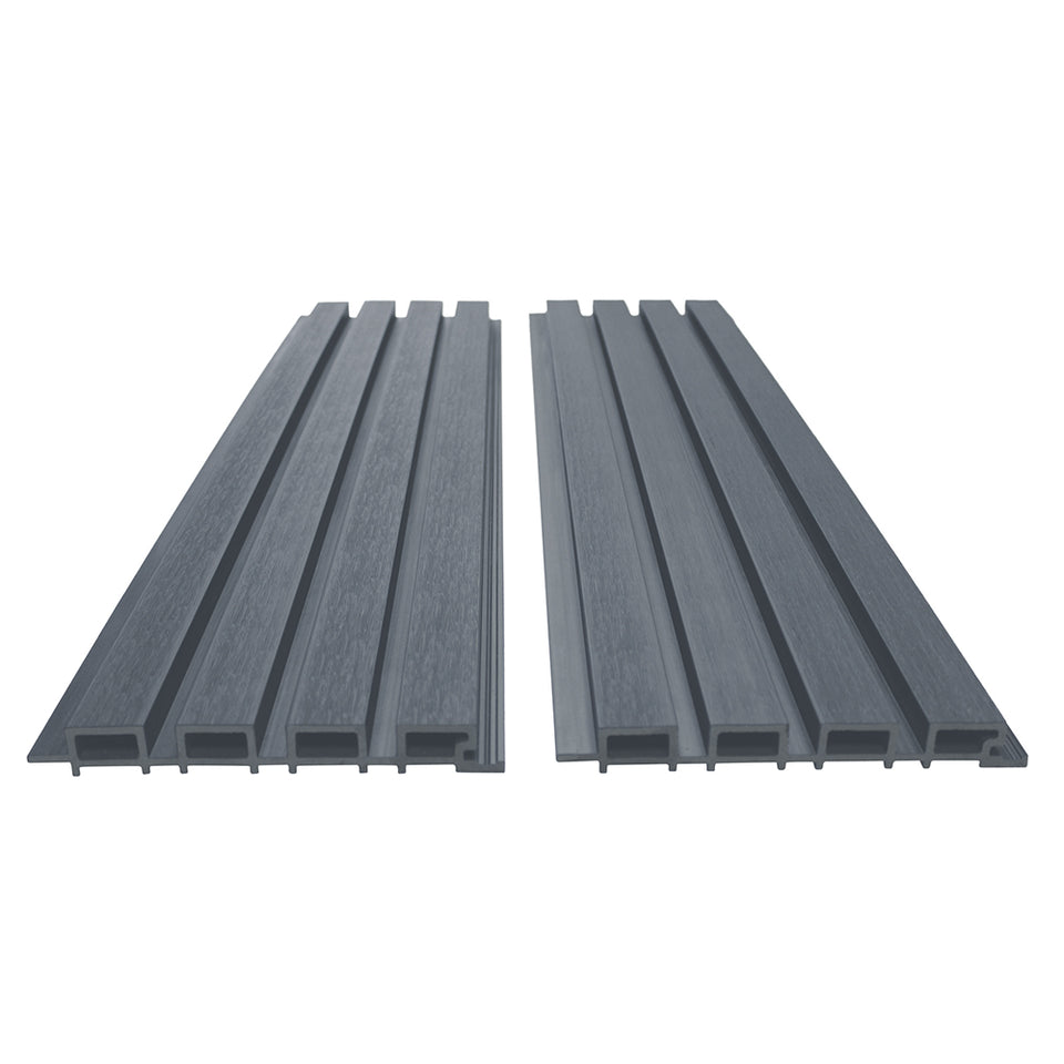 Wide 4-Strip Gray Composite Siding Panels - 1.5" Slats for Exterior Wa ...