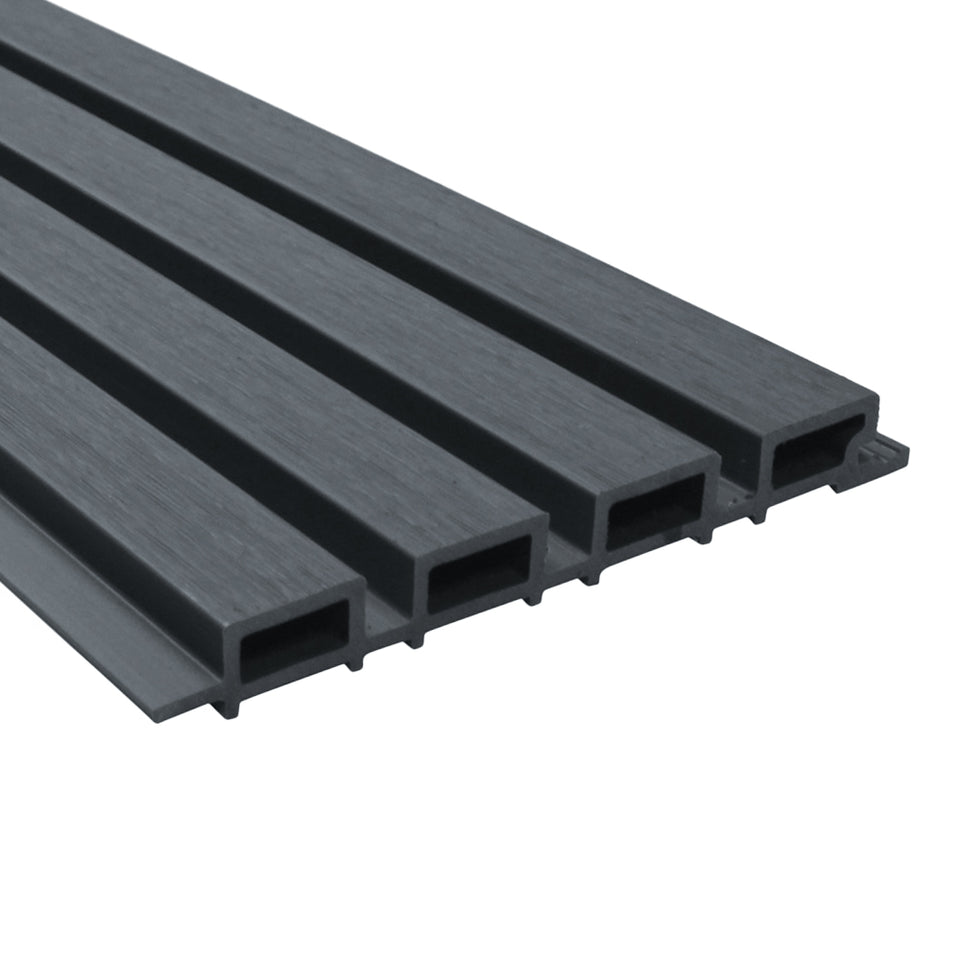 Wide 4-Strip Gray Composite Siding Panels - 1.5" Slats for Exterior Wa ...