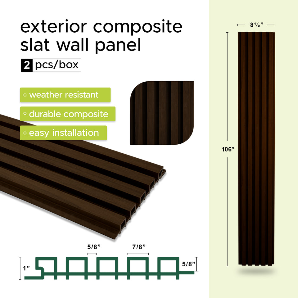 Narrow 5-Strip Redwood Composite Siding Panels - 1" Slats for Exterior ...