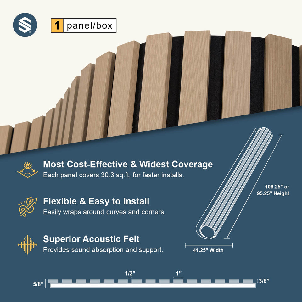 Flexible Acoustic Slat Wood Wall Paneling Soundproofing Siding – White ...