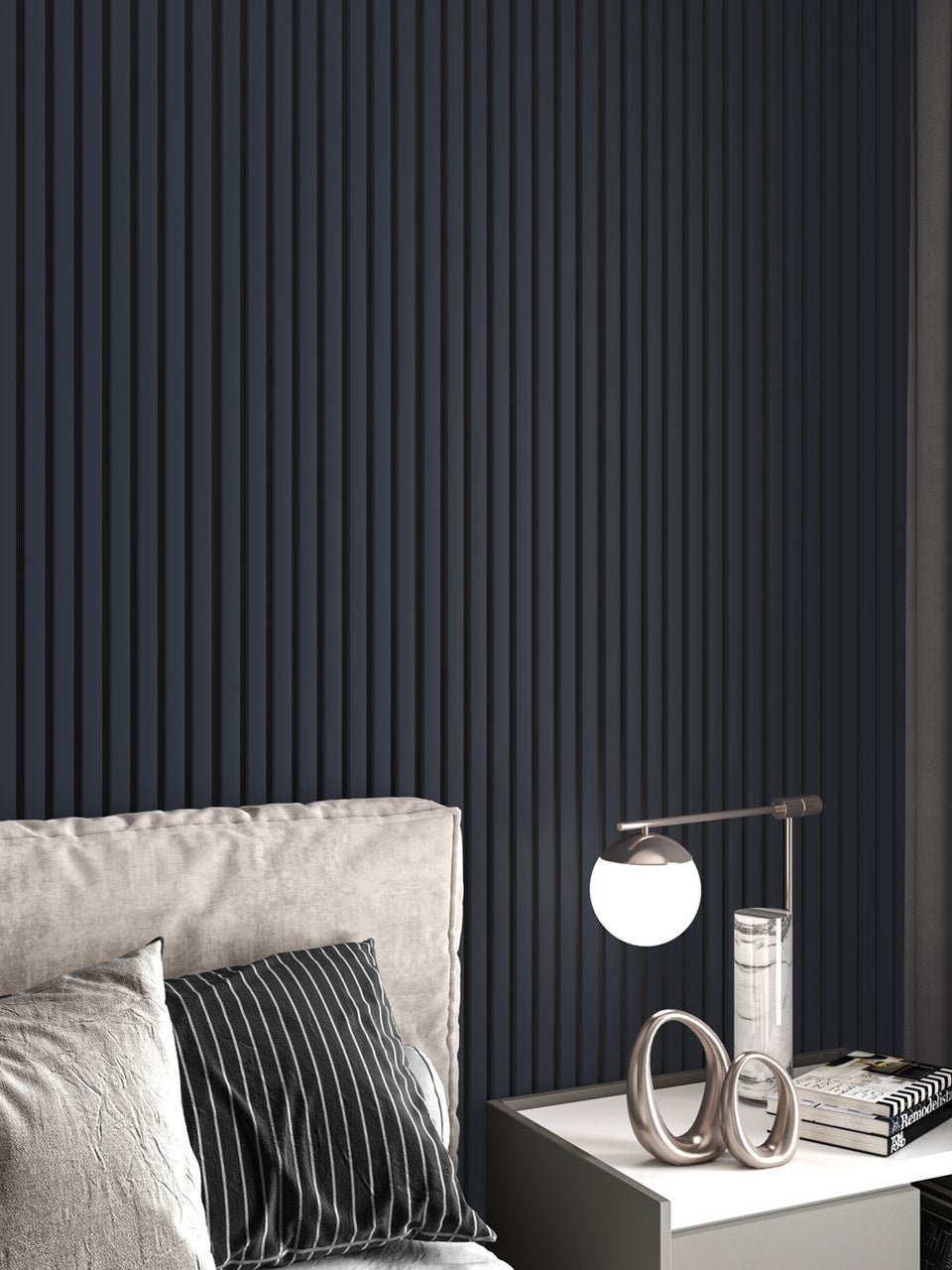 Midnight Blue Acoustic Slat Wood Wall Paneling, Soundproofing Panels ...