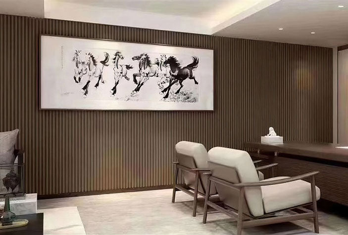 Mocha Brown Slat Wood Panels for Walls - Sleek (106" x 5 3/4") - Panel ...