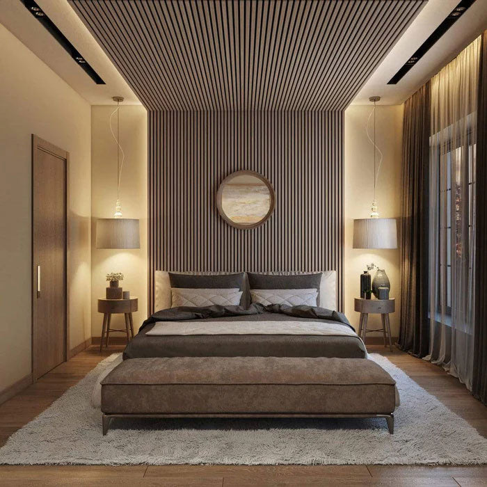 Mocha Brown Slat Wood Panels for Walls - Sleek (106" x 5 3/4") - Panel ...