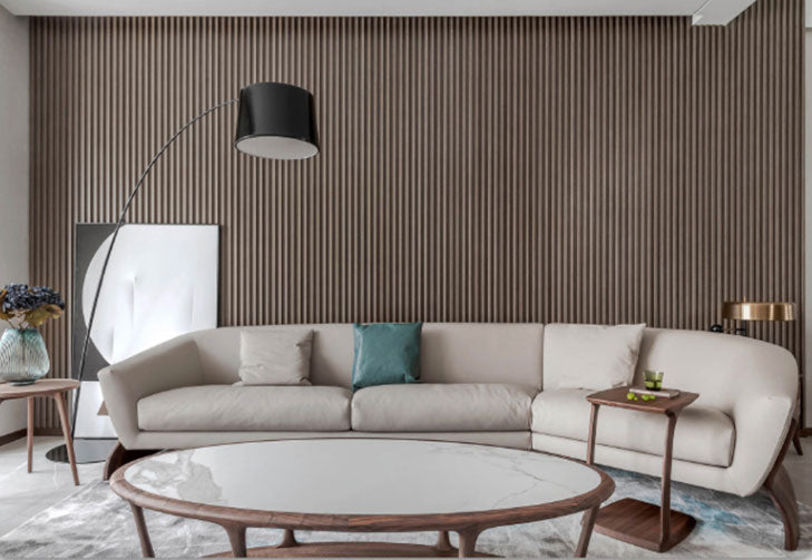 Mocha Brown Slat Wood Panels for Walls - Sleek (106" x 5 3/4") - Panel ...